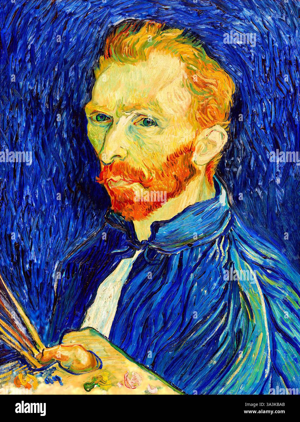 An iconic selfportrait of Vincent van Gogh, showcasing vibrant colors ...