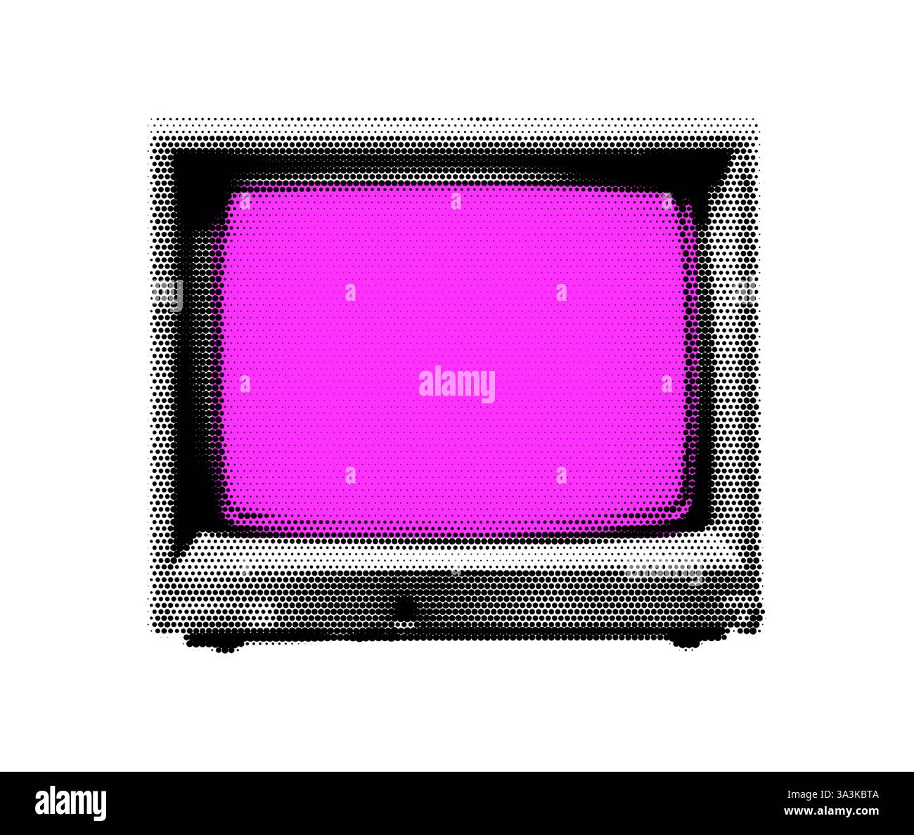 Halftone vintage television with pink screen. Retro display concept for ...