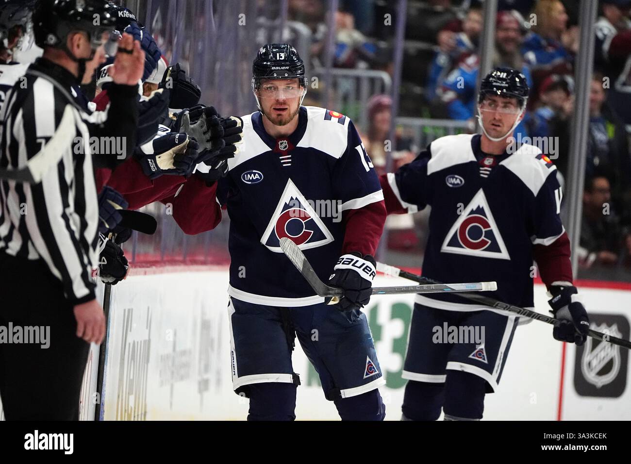 Colorado Avalanche right wing Valeri Nichushkin, front, is ...