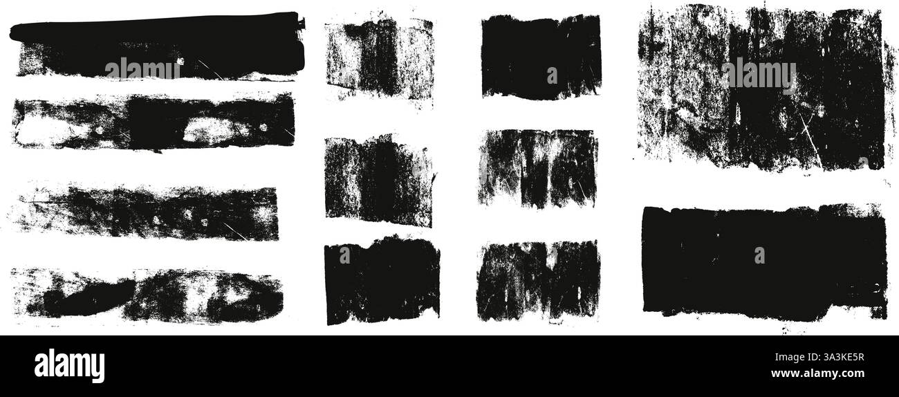 Straight long streaks and callouts tag. Grunge brush paint stokes ...