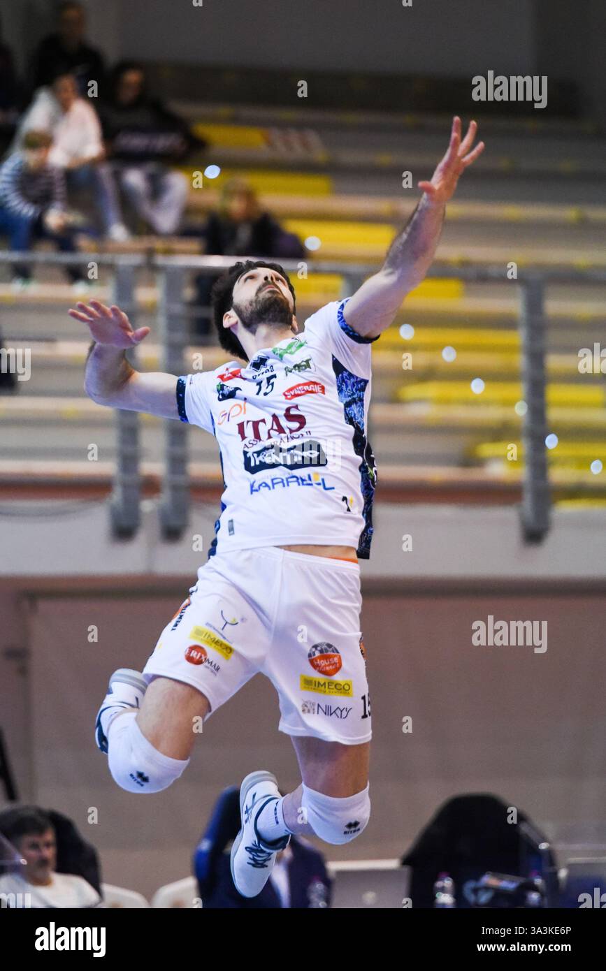 Daniele Lavia serve (Itas Trentino) during Playoff Scudetto - Cisterna ...