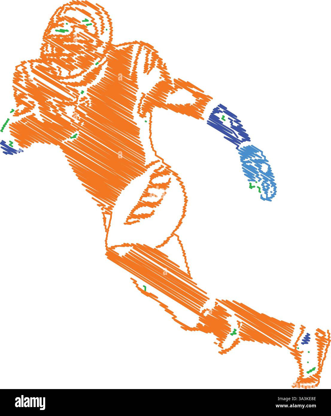 Abstract digital sketch of an intense football tackle, featuring bold ...