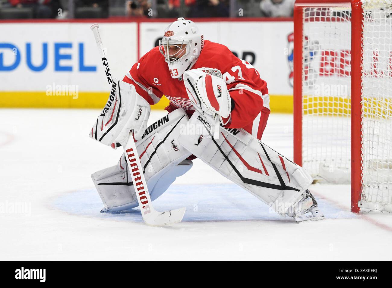 Detroit Red Wings goaltender Petr Mrazek watches during the third ...