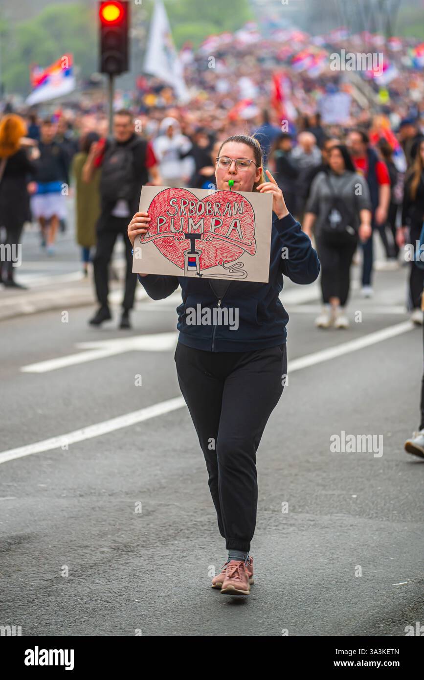 15.03..2025 Belgrade, Serbia, Students and farmers protest against the ...