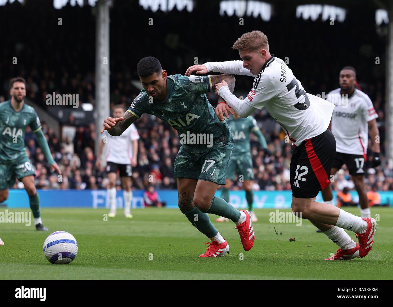 London, UK. 16th Mar, 2025. Cristian Romero of Tottenham Hotspura dn ...