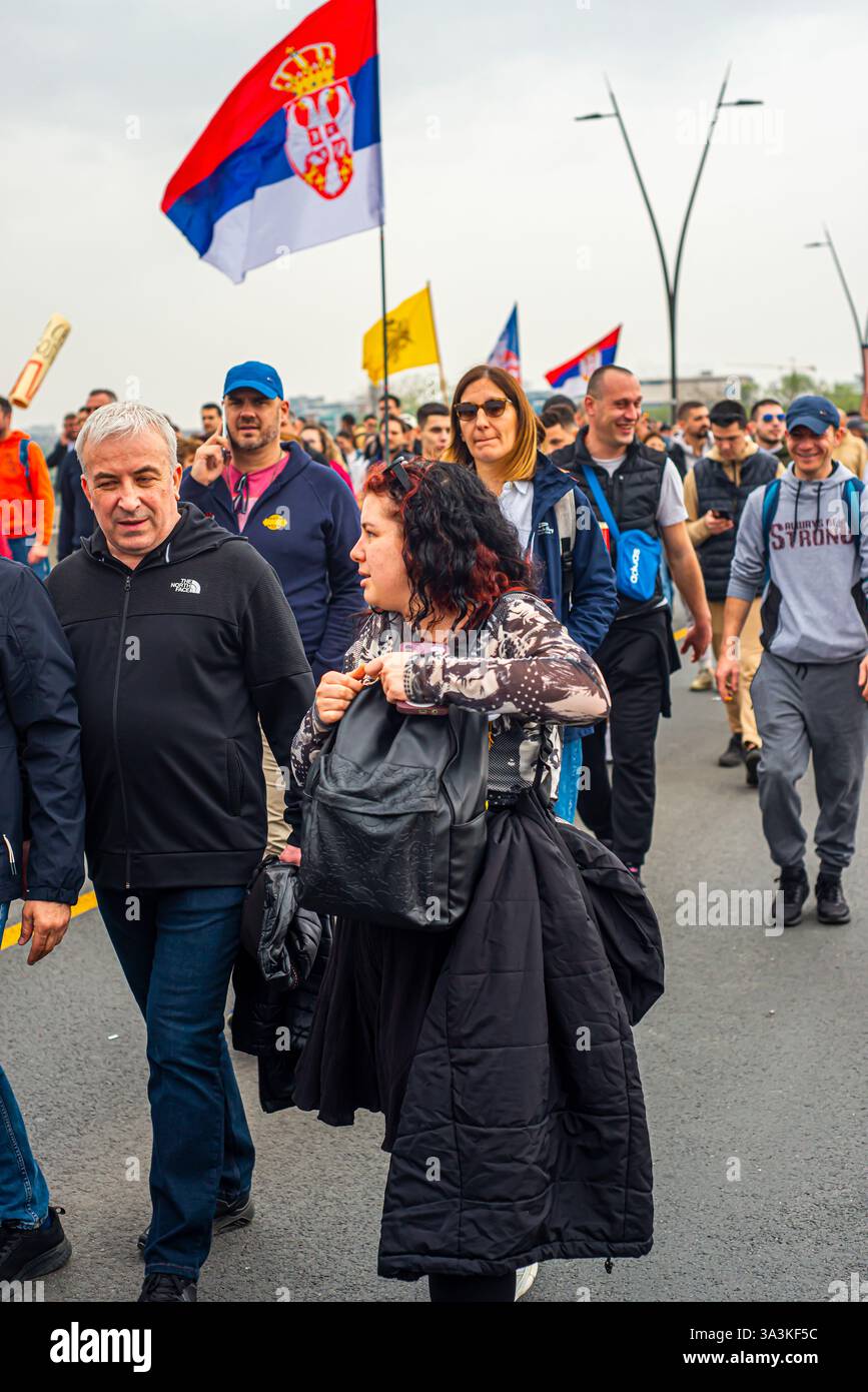 15.03..2025 Belgrade, Serbia, Students and farmers protest against the ...