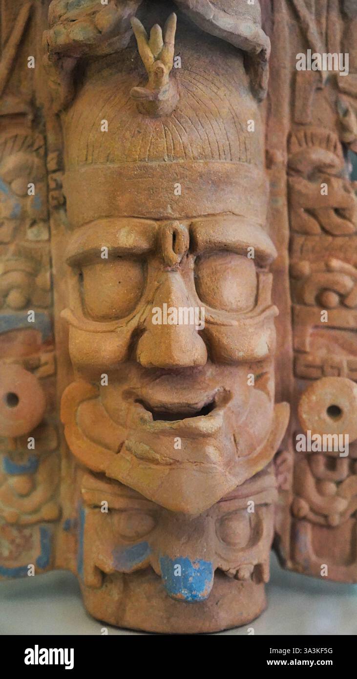 Ceramic incense burner representing the main bird diety of Mayan ...