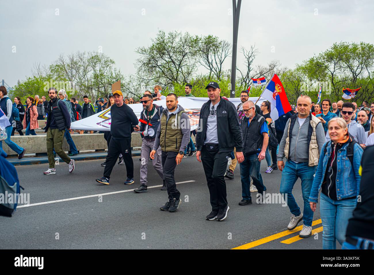 15.03..2025 Belgrade, Serbia, Students and farmers protest against the ...