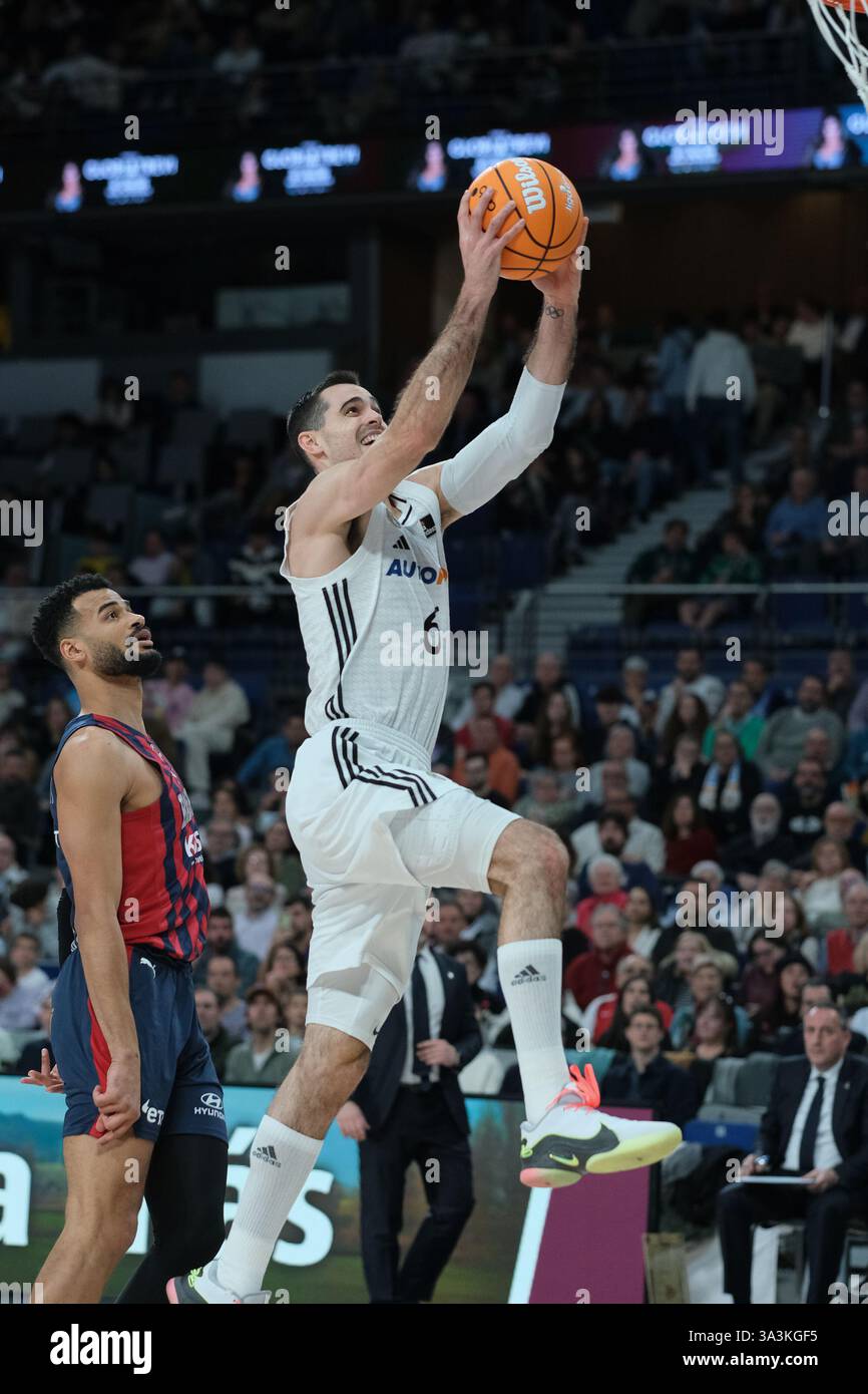 Madrid, Spain. 16th Mar, 2025. Alberto Abalde of Real Madrid during Liga ACB match between Real ...