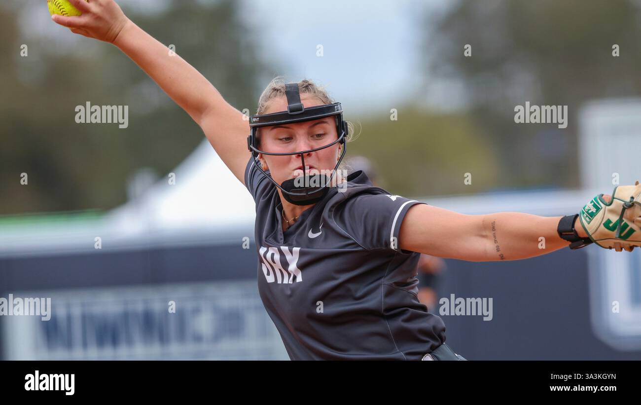 Jacksonville pitcher Hailey Strunk (14) in action during an NCAA ...