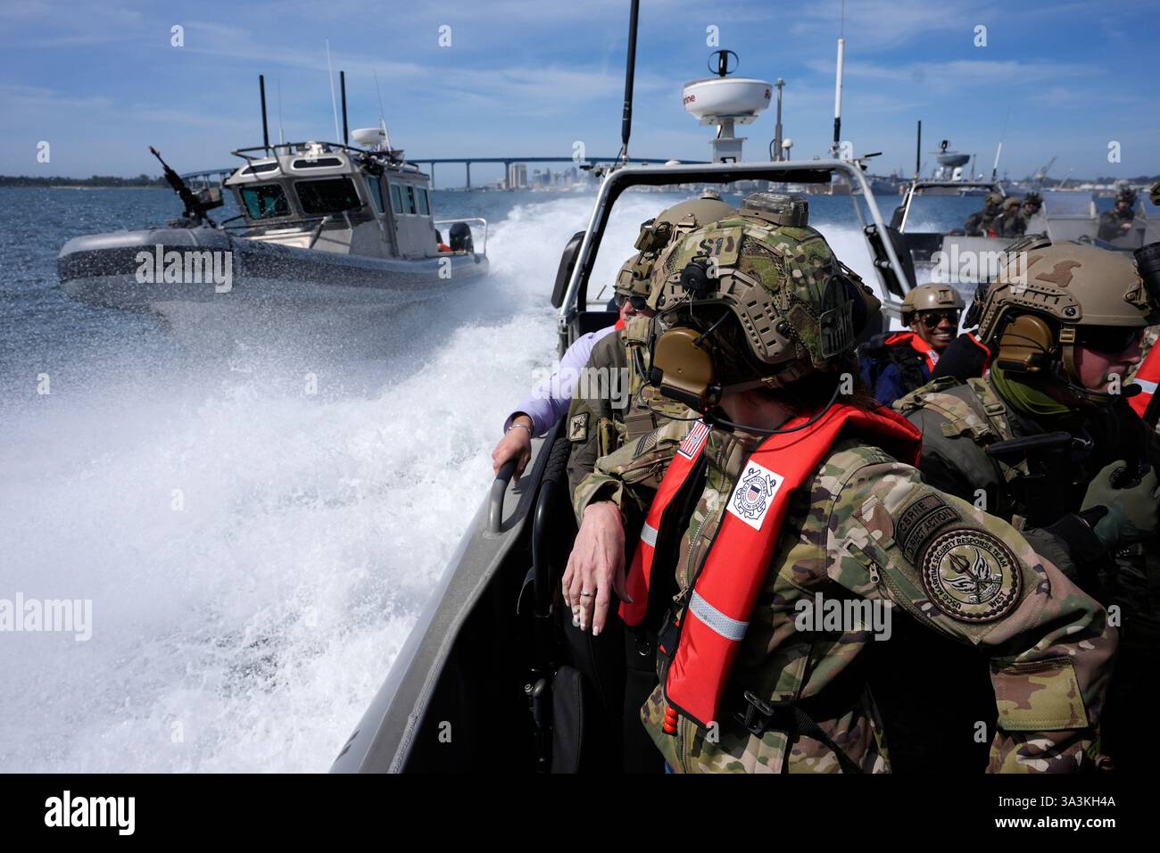 Homeland Security Secretary Kristi Noem pilots a U.S. Coast Guard ...
