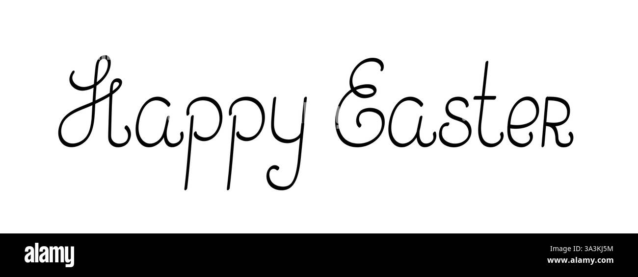 Happy Easter spring holiday handwritten lettering, simple linear ...