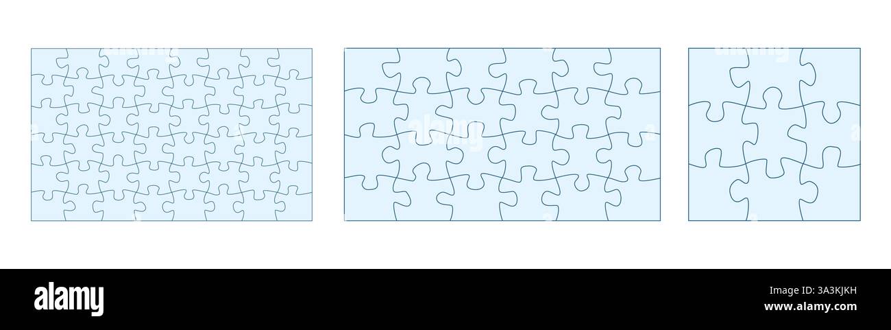 Puzzle pieces set. Jigsaw puzzle with 9, 24, 48 pieces. Jigsaw puzzle ...