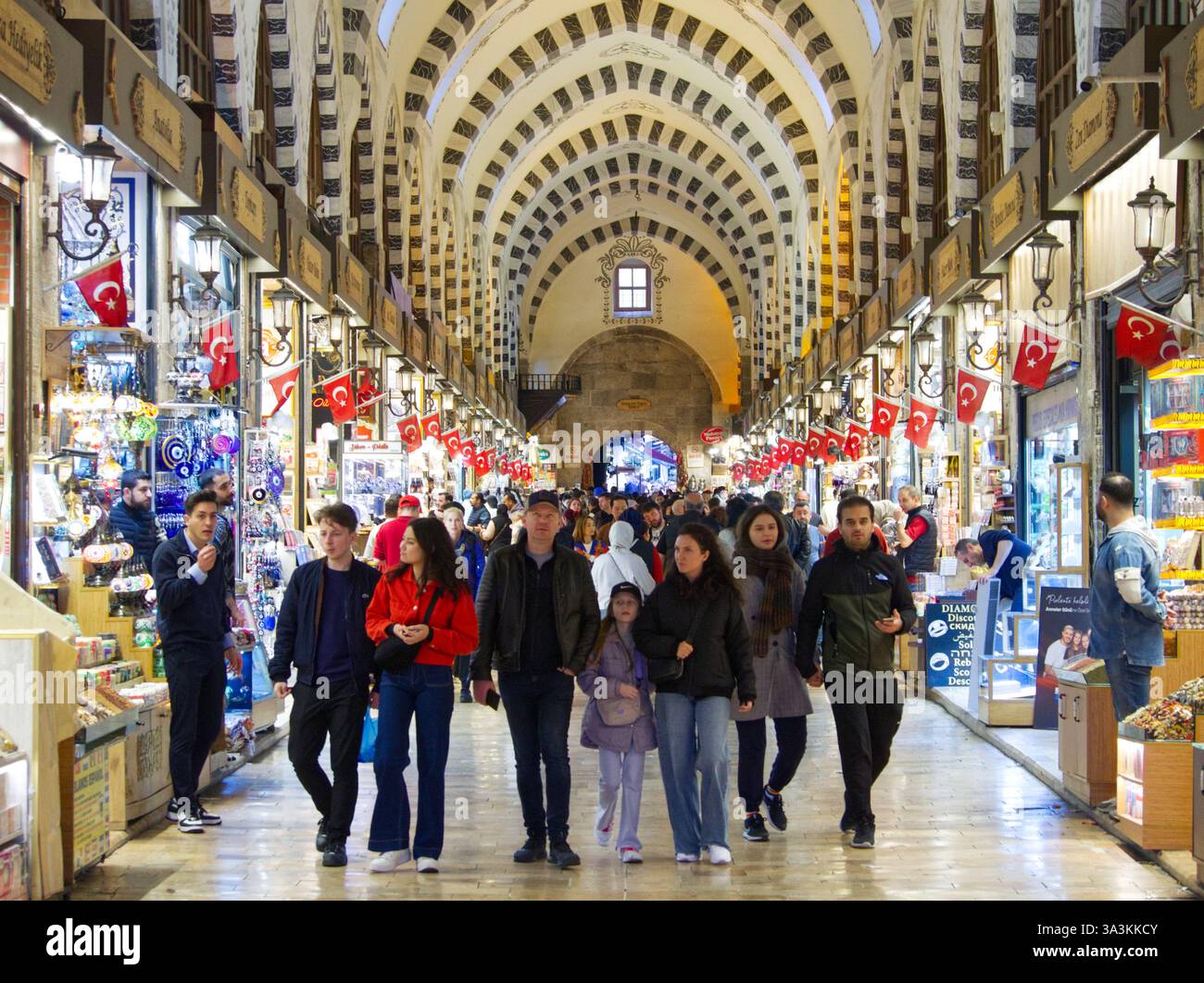Instanbul, Turkey - May 1, 2024: Crowded indoor market with ornate ...