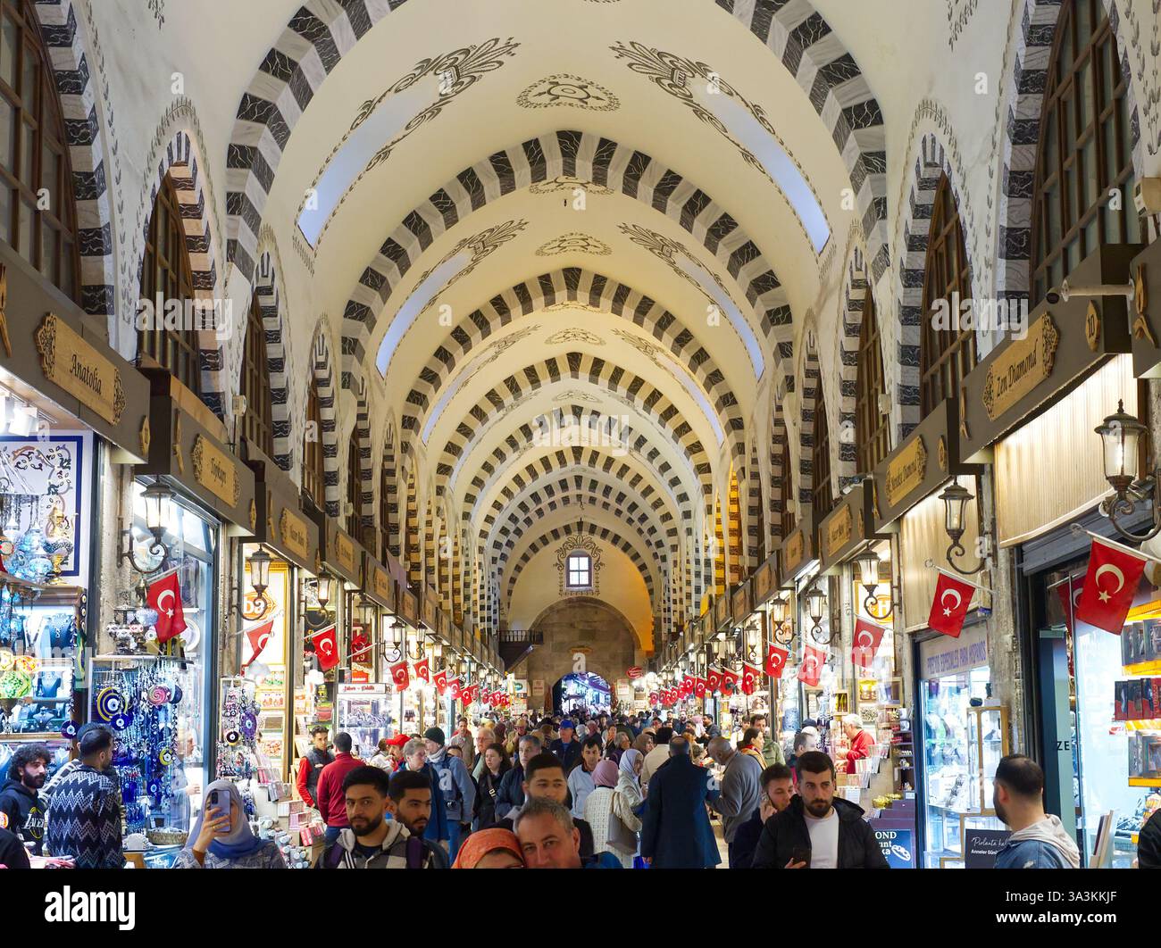 Instanbul, Turkey - May 1, 2024: Crowded indoor market with ornate ...