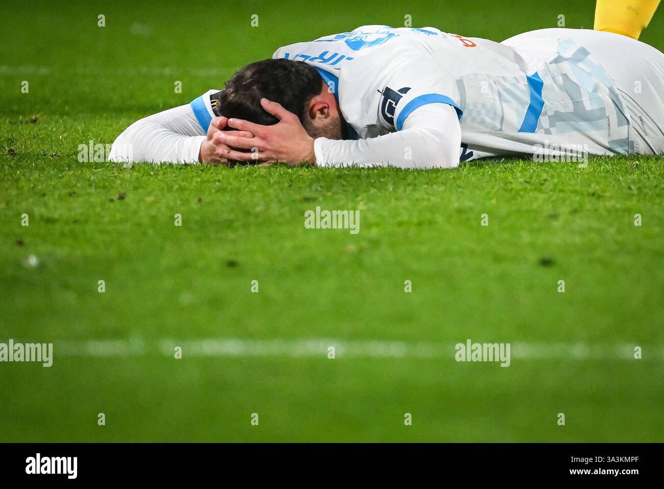 Pol LIROLA of Marseille looks dejected during the French championship ...