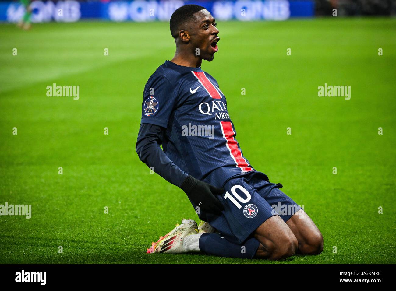 Ousmane DEMBELE of PSG celebrates his goal during the French ...