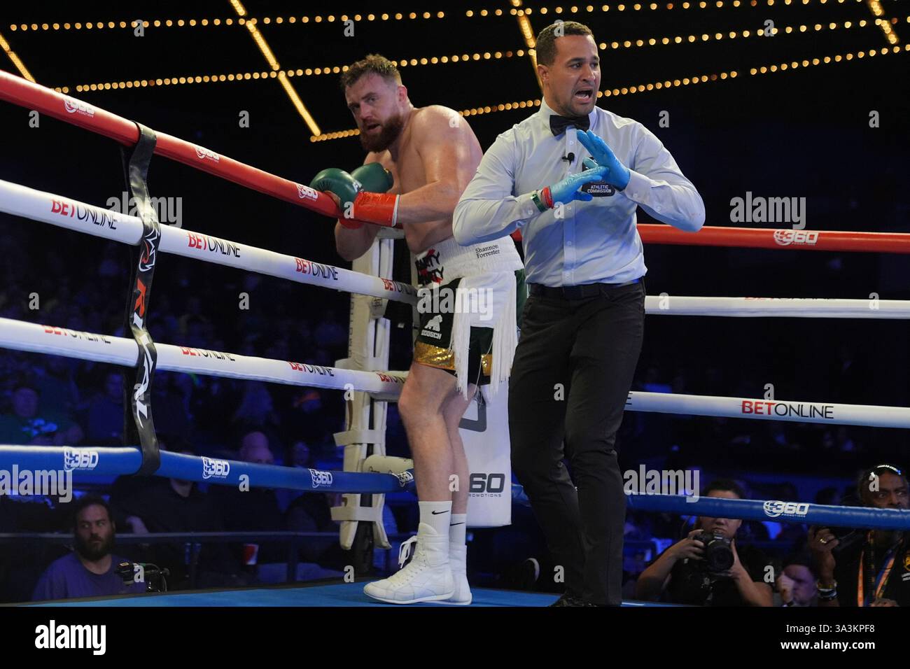 The referee calls time out after Ireland's Thomas Carty was injured ...