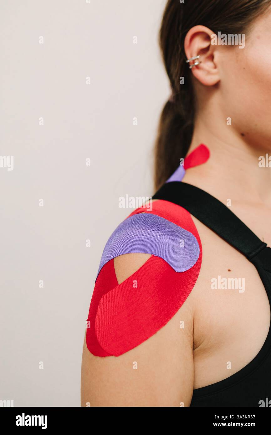Medical tapes produce motion, improves posture and helps with stabilizing joints. Shoulder ...