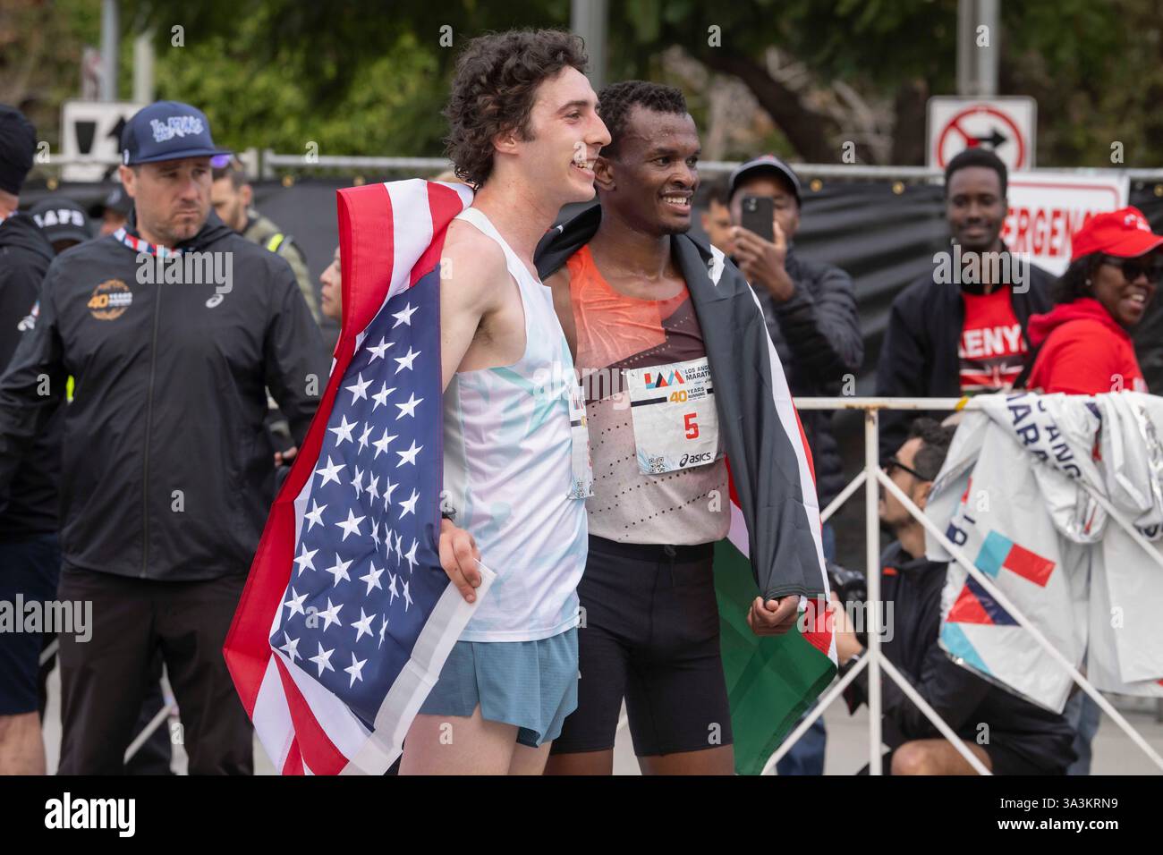 March 16, 2025 - Los Angeles, California, USA - Posing here with second place finisher, ATHANAS ...