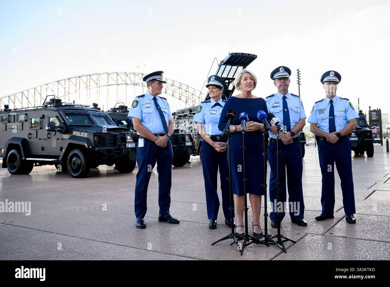 NSW Police Force Commissioner Karen Webb (second left), and Minister for Police and Counter ...