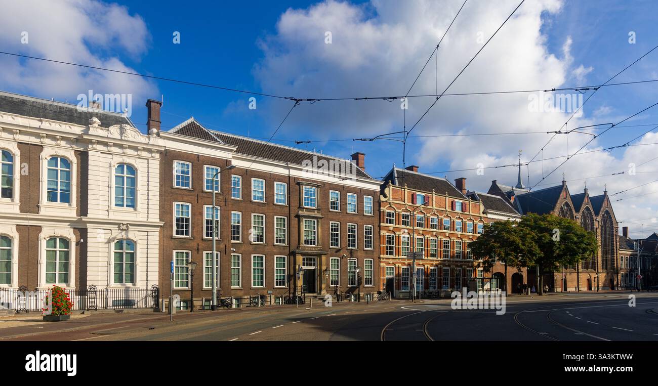 The Hague street view with building of State Council and Kloosterkerk ...
