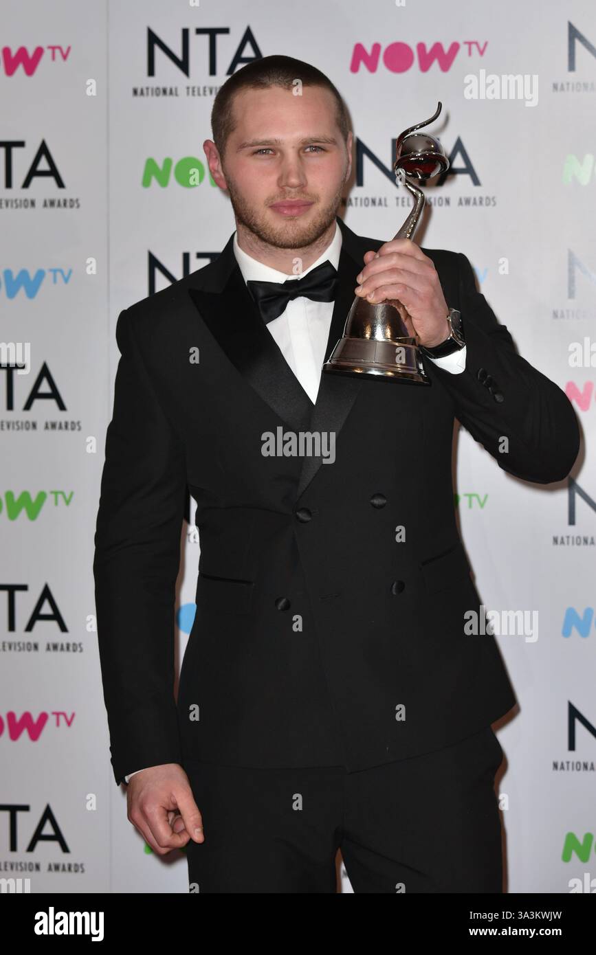 Danny Walters with the Newcomer award for 'EastEnders' at the National ...