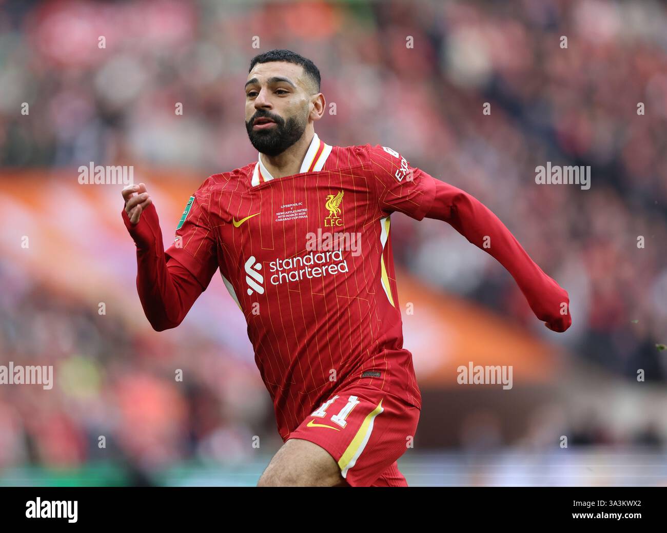 London, UK. 16th Mar, 2025. Mo Salah of Liverpool during the Carabao ...