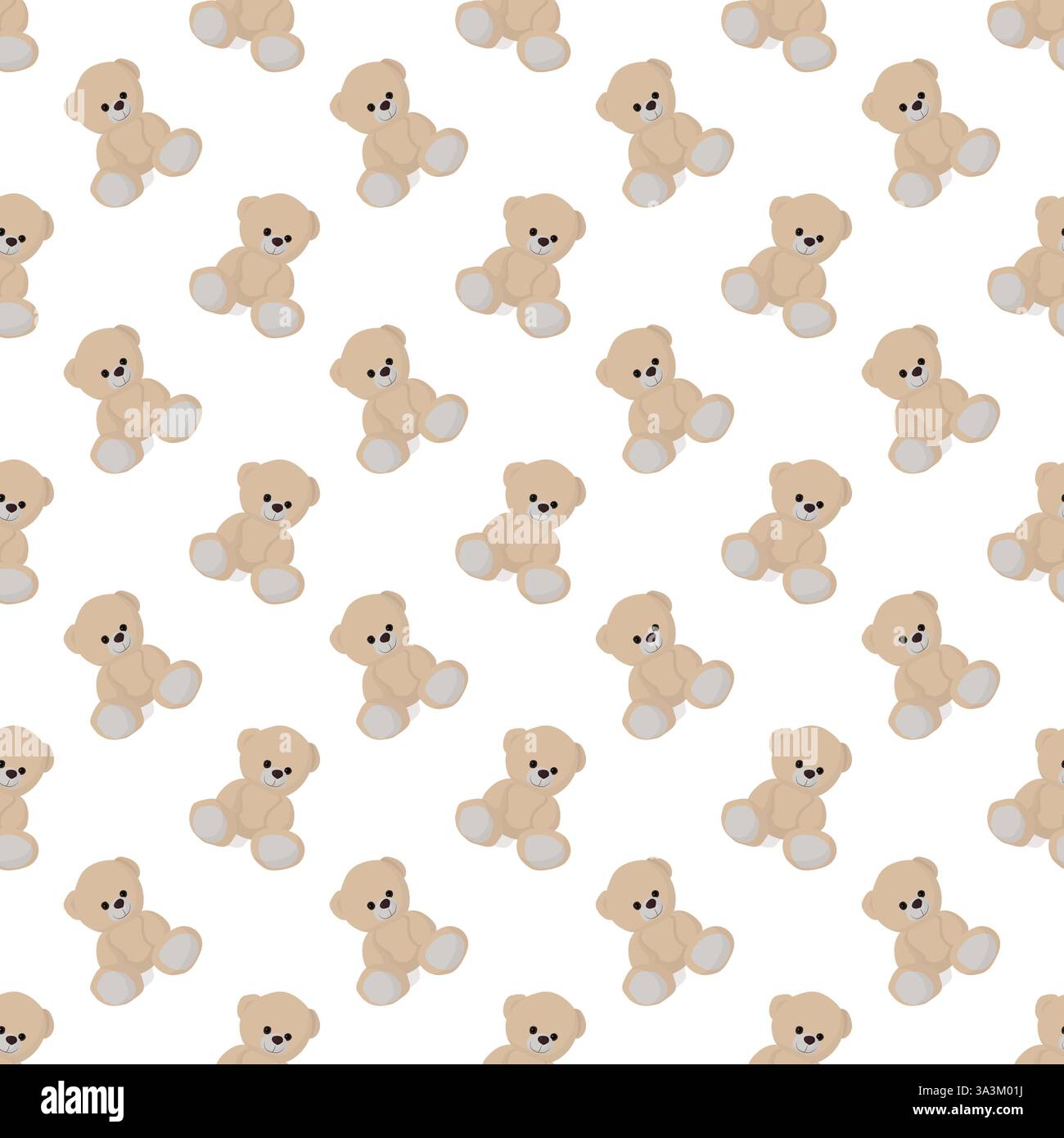 Cute beige teddy bear. Cool illustration. Seamless pattern Stock Vector ...