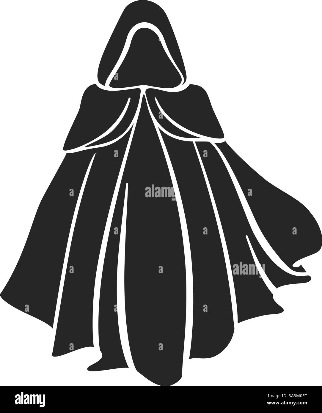 Black hooded cloak or cape in fantasy style silhouette vector illustration Stock Vector Image ...