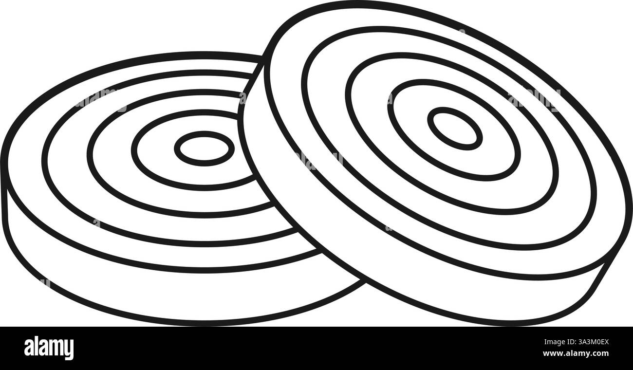 Two checkers or draughts board game pieces in outline vector style ...