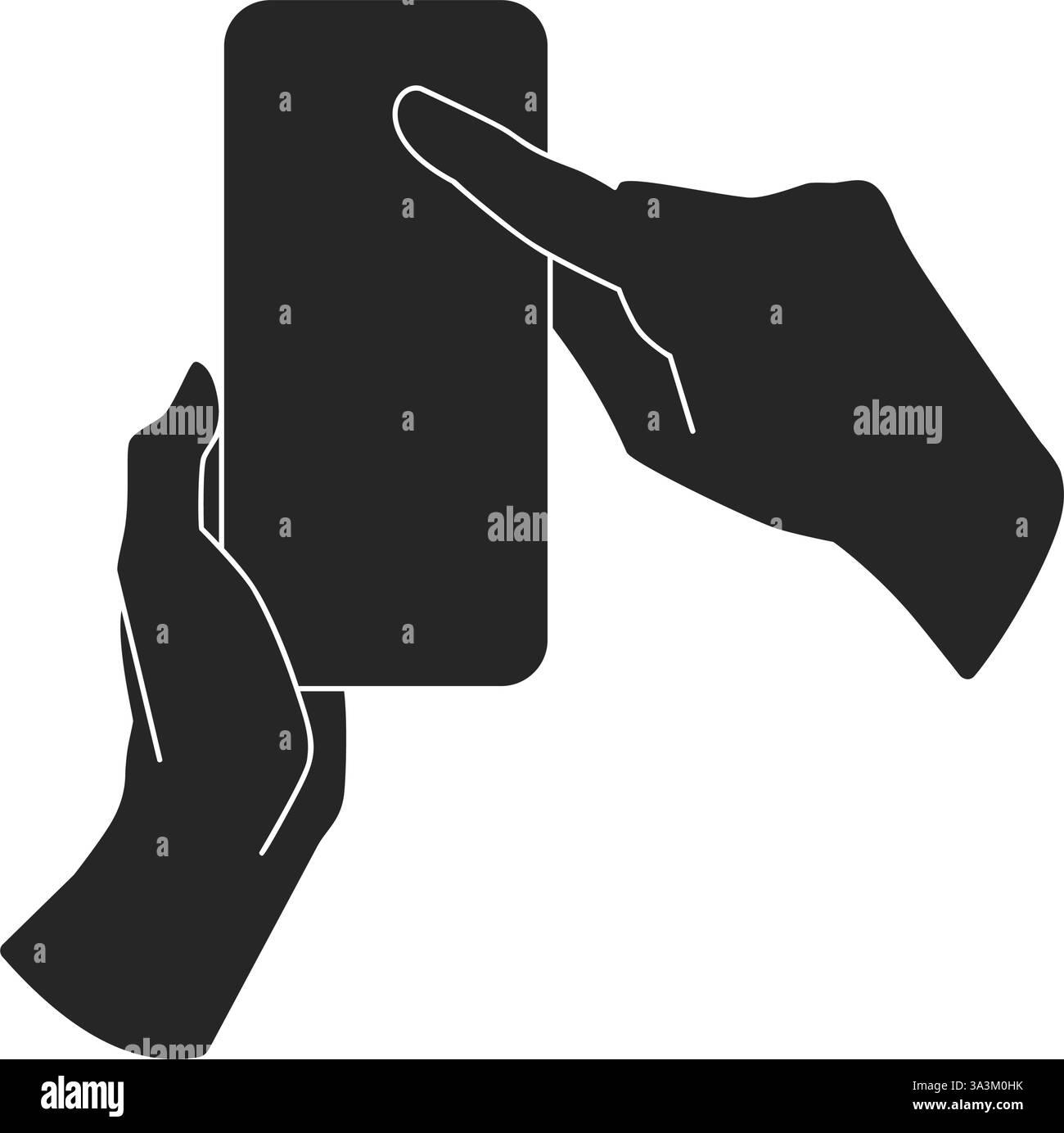 A persons hand holding a cell phone or mobile phone mockup and tapping ...