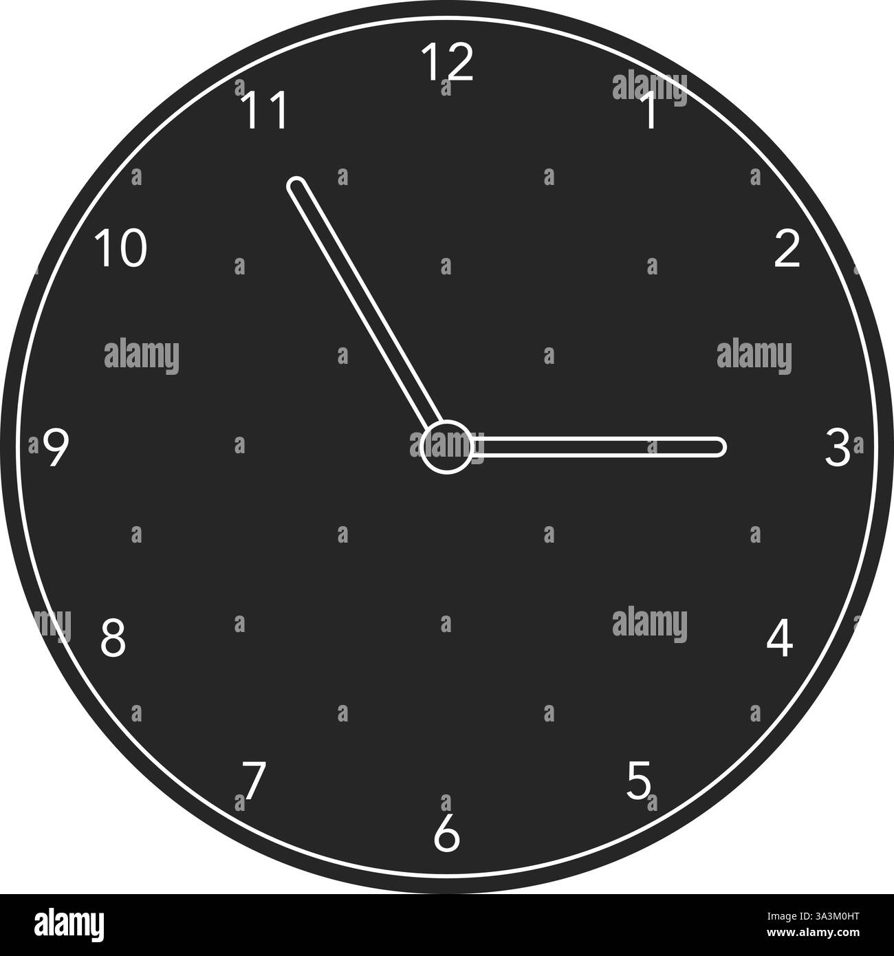 Minimalist style wall clock with hands pointing at ten and two in black ...