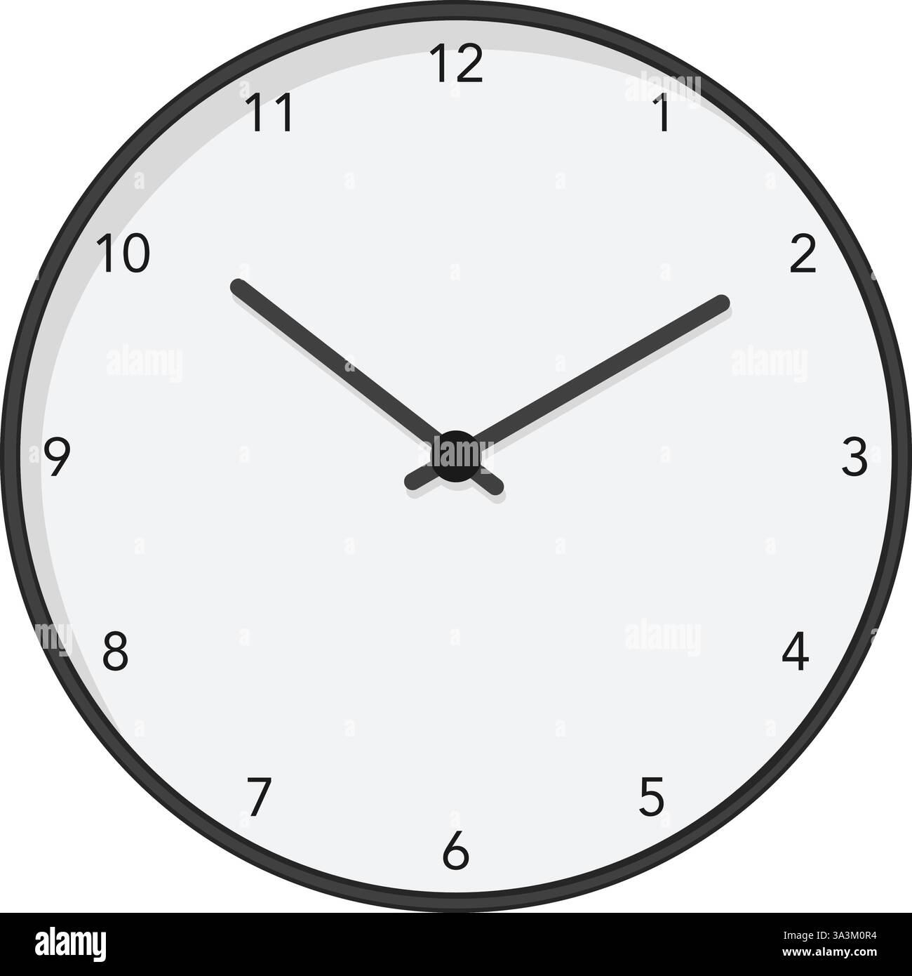 Realistic modern minimalist style wall clock with hands pointing at ten ...