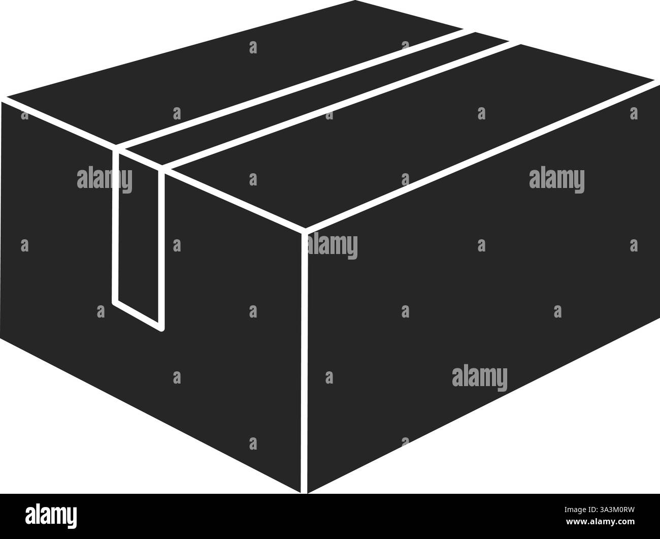Parcel delivery icon of a sealed cardboard box in black fill silhouette vector Stock Vector ...