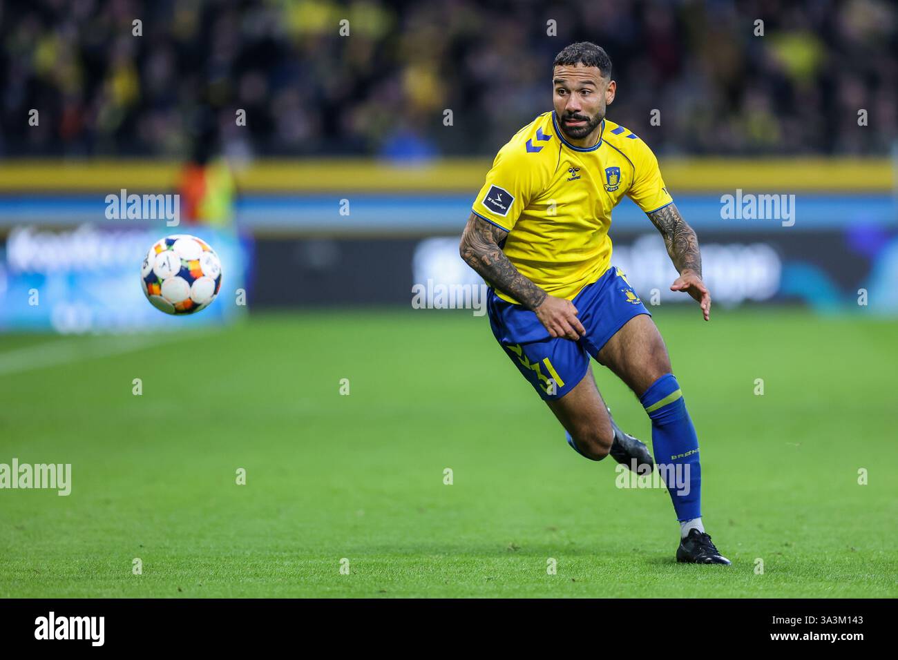 Brondby, Denmark. 16th Mar, 2025. Sean Klaiber (31) of Broendby IF seen ...