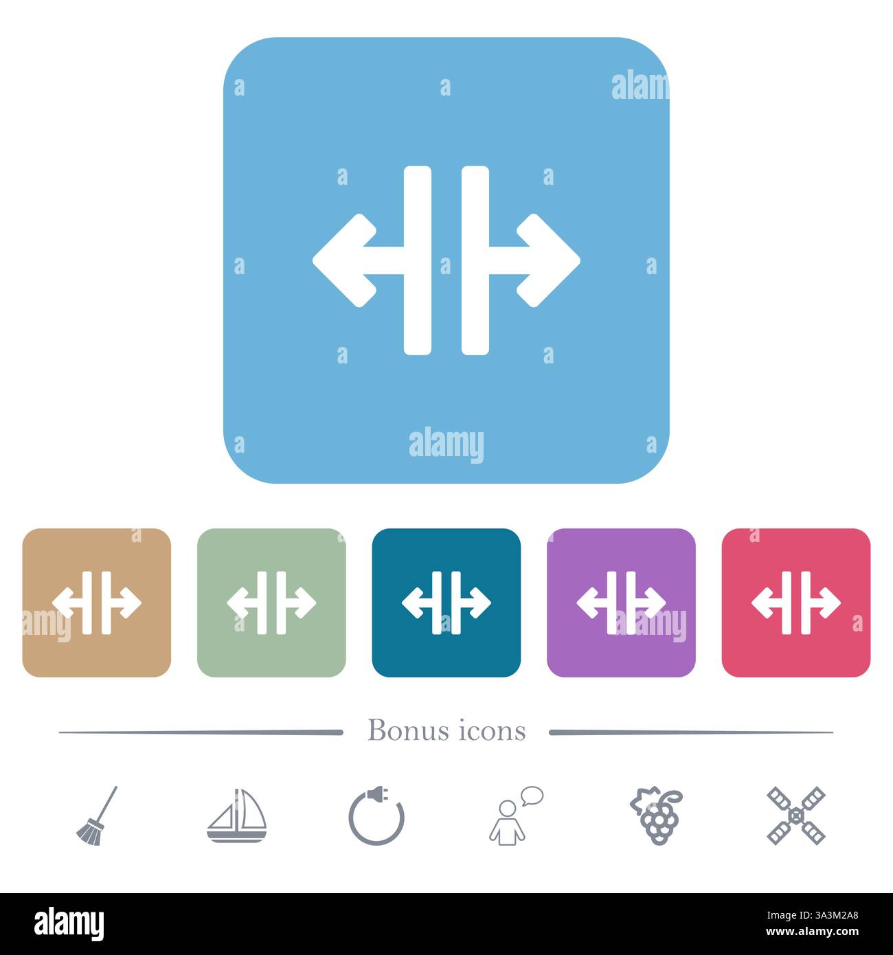 Flat design split view icon set. Arrows indicate dividing a screen or ...