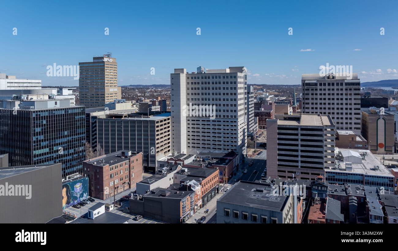 Harrisburg, PA, USA - March 9, 2025: Winter afternoon aerial photo over ...