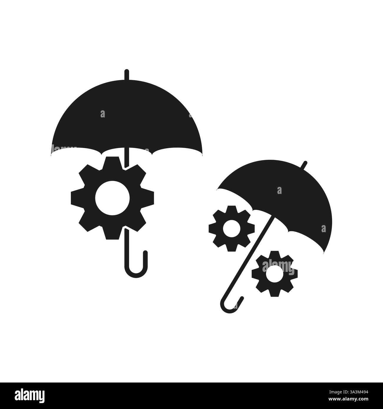 Umbrella icon. Gear protection symbol. Safety mechanism illustration ...