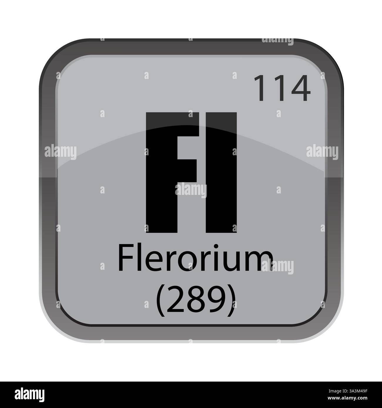Periodic element icon. Fl Flerorium plaque. Number 114 detail. Vector ...