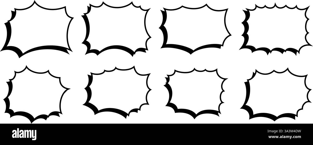 Set of empty comic speech bubbles. Manga dialogue frames. Emphasis ...
