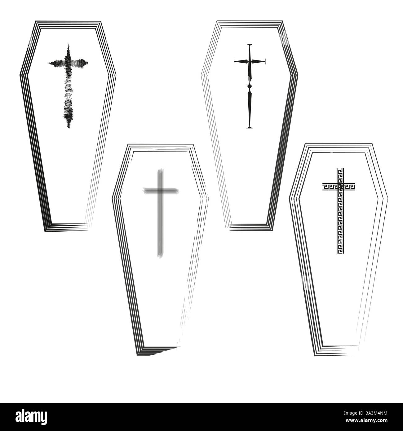Coffin icon. Cross burial symbol. Memorial rest illustration. Vector ...