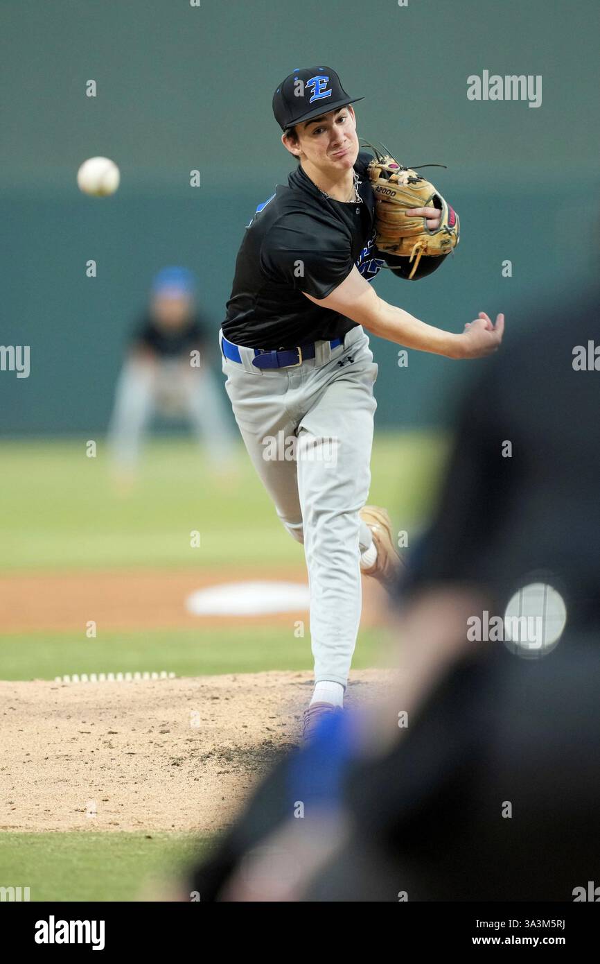 Pitcher Andrew Brandt (22) of the Eastside Eagles delivers a pitch in a ...