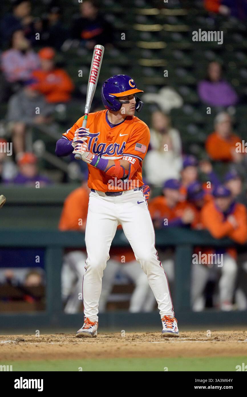 Third baseman Josh Paino (8) of the Clemson Tigers at bat in a game ...