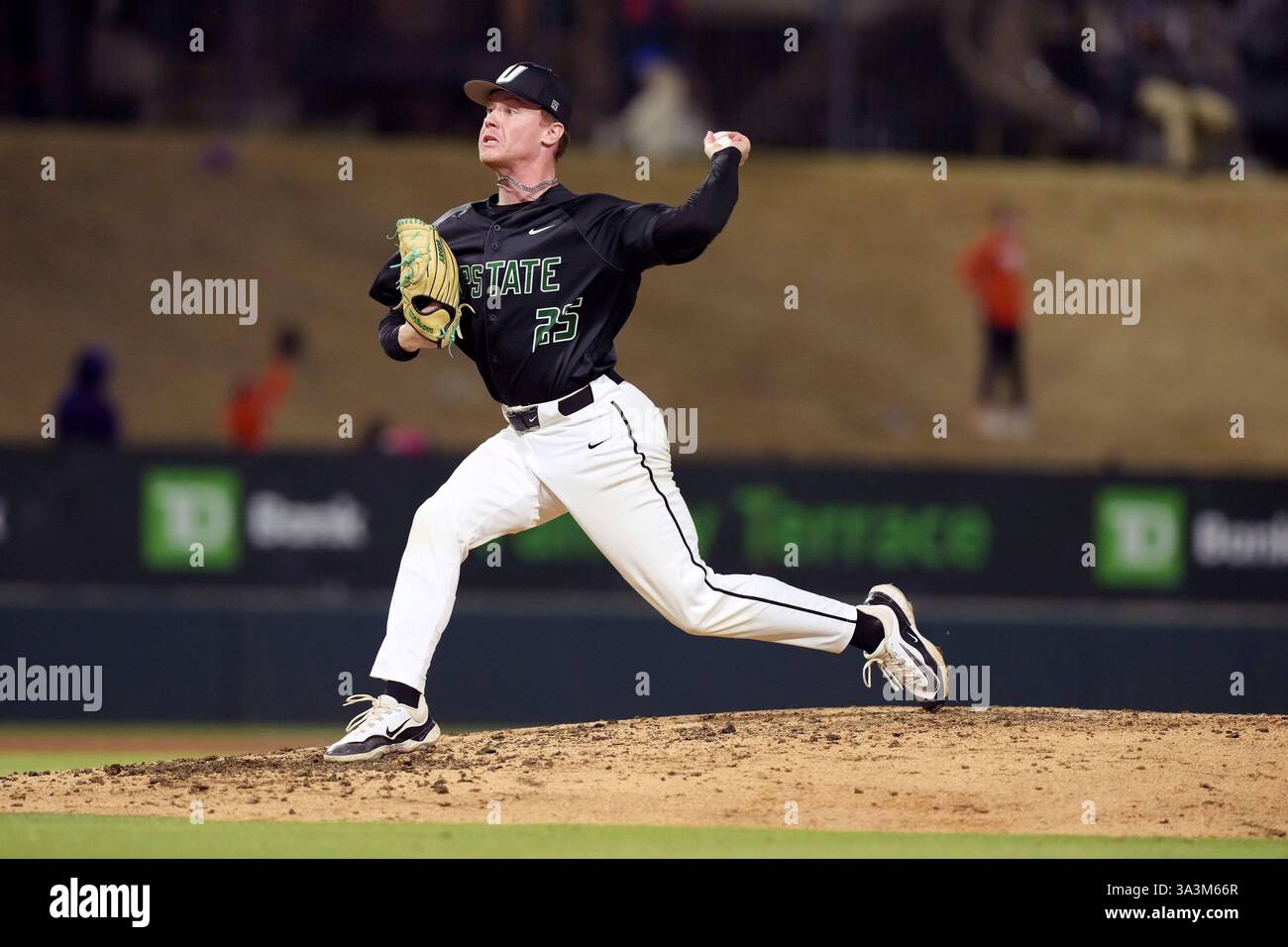 Pitcher Alex Sanderson (25) of the USC Upstate Spartans delivers a ...