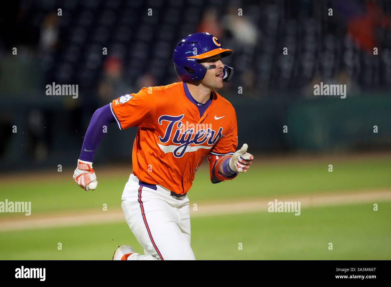 Third baseman Josh Paino (8) of the Clemson Tigers runs out a batted ...