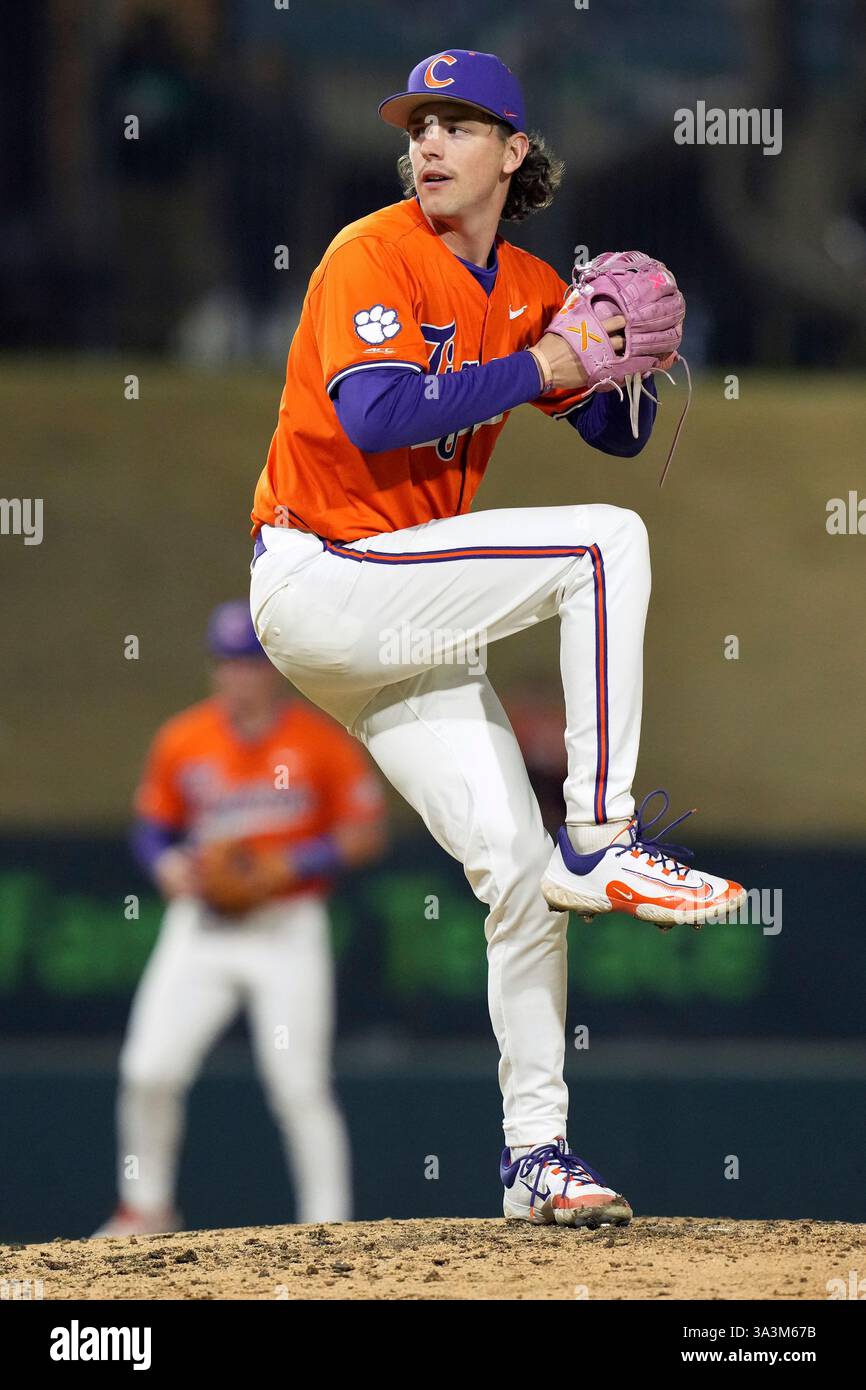 Pitcher B.J. Bailey (13) of the Clemson Tigers delivers a pitch in a ...