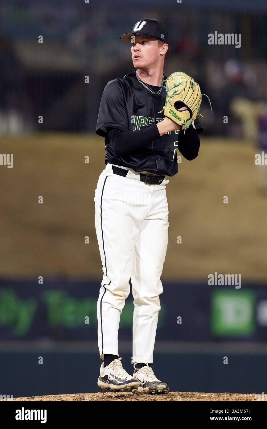 Pitcher Alex Sanderson (25) of the USC Upstate Spartans looks to his ...