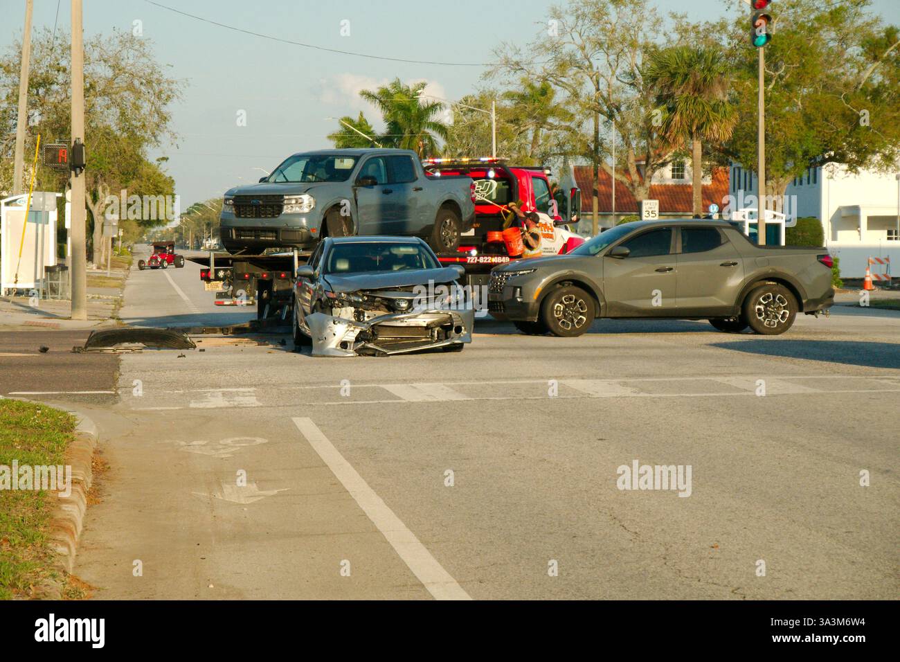 Editorial Use Only March 15, 2025. St. Petersburg, FL, USA, Multiple Police cars and tow truck ...