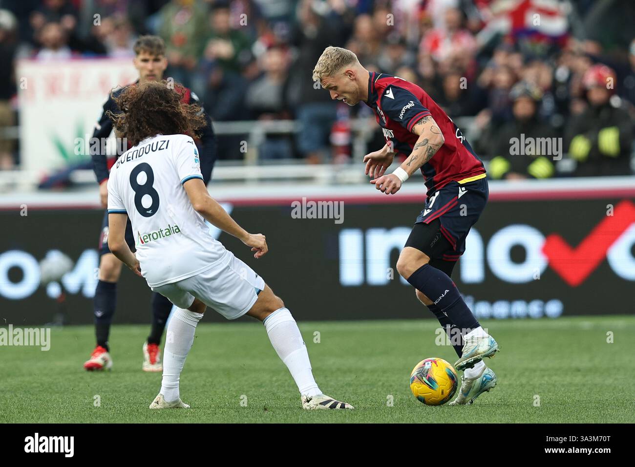 Jens Odgaard (Bologna)Matteo Guendouzi (Lazio) ; during the Italian "Serie A" match between ...